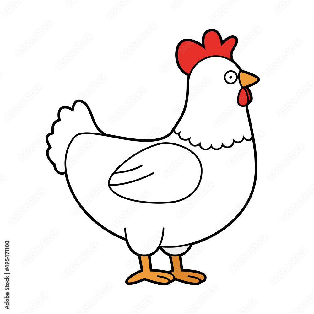 Cute cartoon vector illustration of a white chicken Stock Vector ...