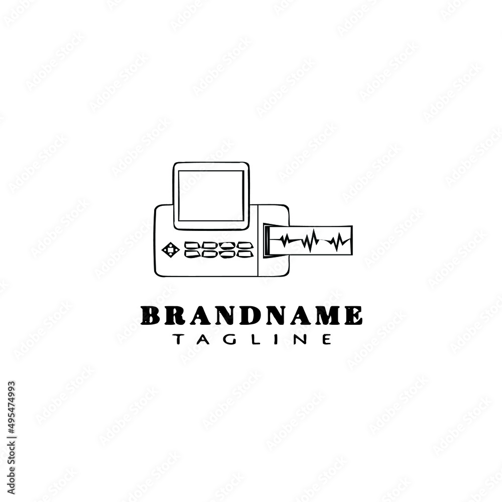 ekg machine cartoon logo template icon design black isolated vector ...