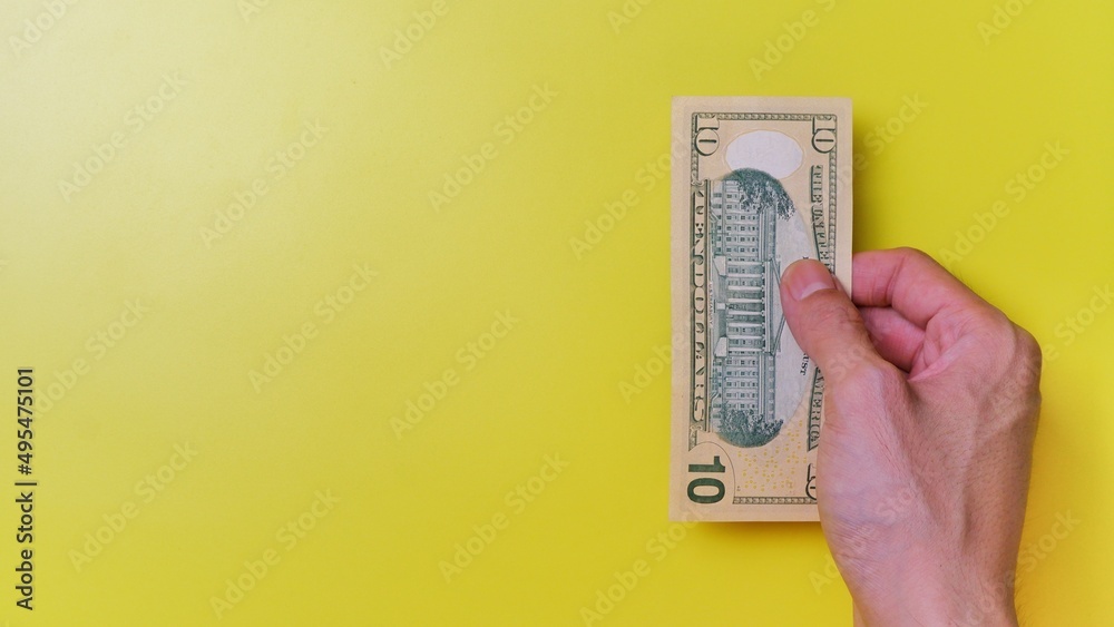 Man's hand is making a payment. Business Investment Economy Money Loan ...