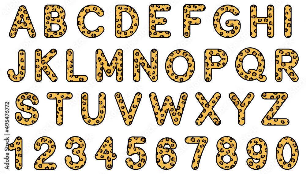 Leopard / Cheetah Print Alphabet Letter and Number Clipart Set - Color ...