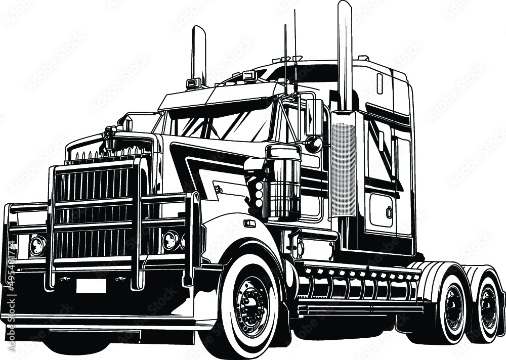 Big Rig Semi Truck Graphic Stock Vector | Adobe Stock