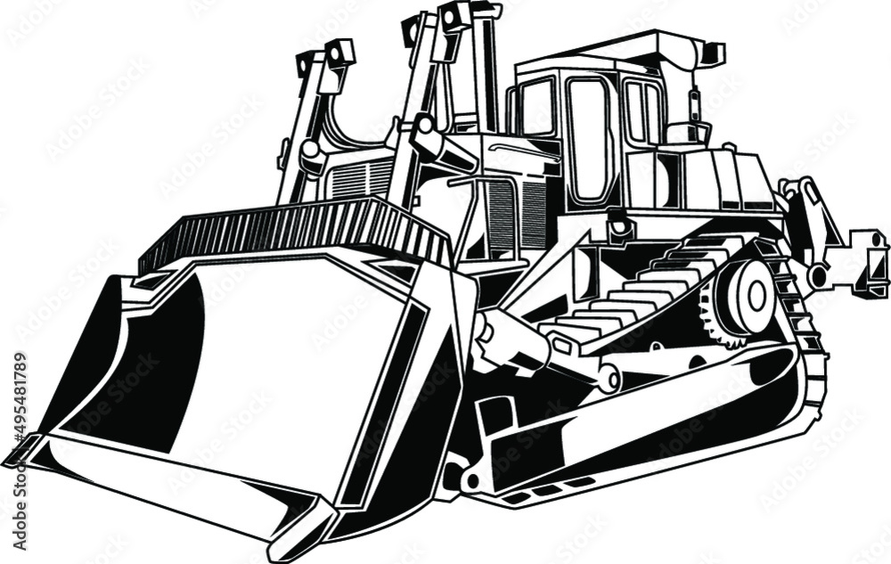 Bulldozer Heavy Equipment Vector graphic Stock Vector | Adobe Stock