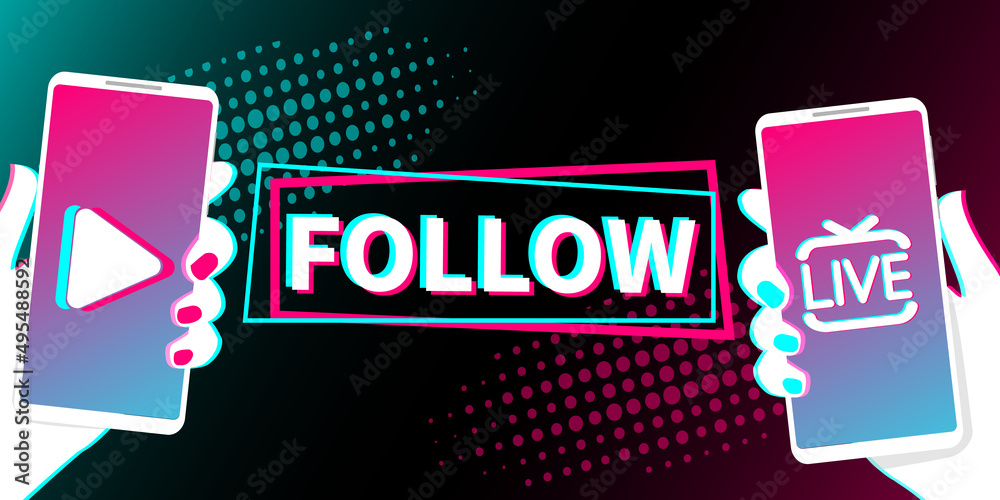 Phones in hand. Popular social network on smartphone screen. Watch cool ...