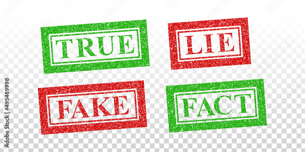 Vector realistic isolated rubber stamps of True, Lie, Fake and Fact on ...