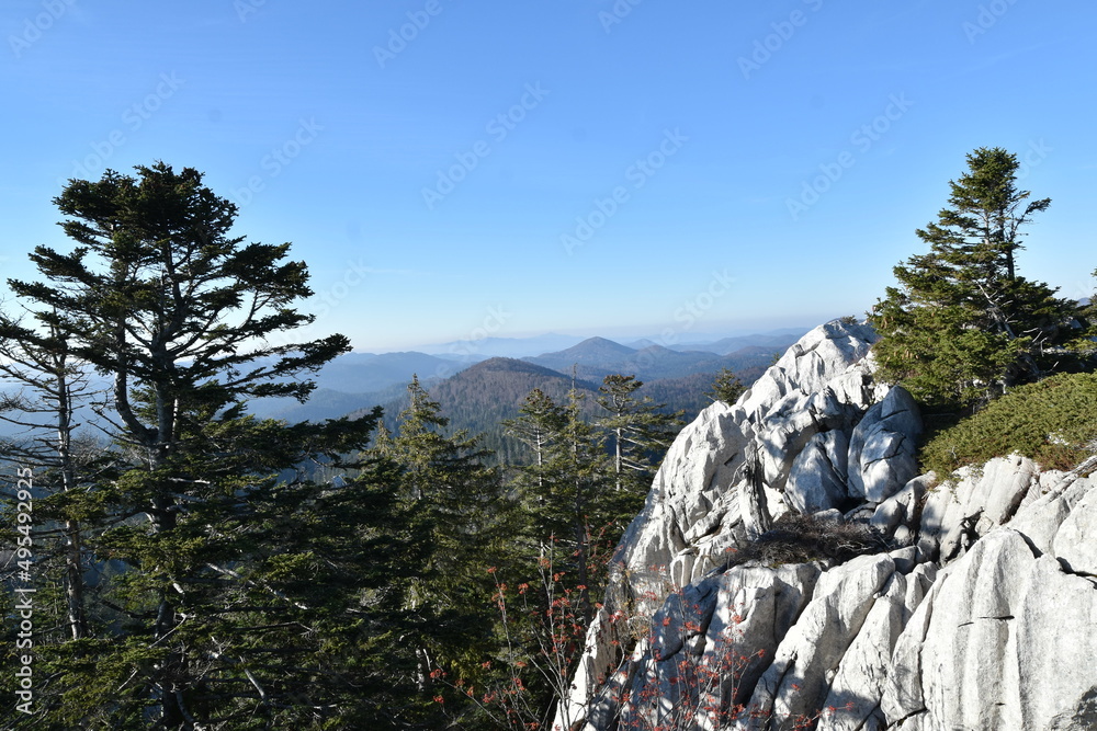 top view from the White And Samarske Rocks in Croatia Gorski Kotar ...