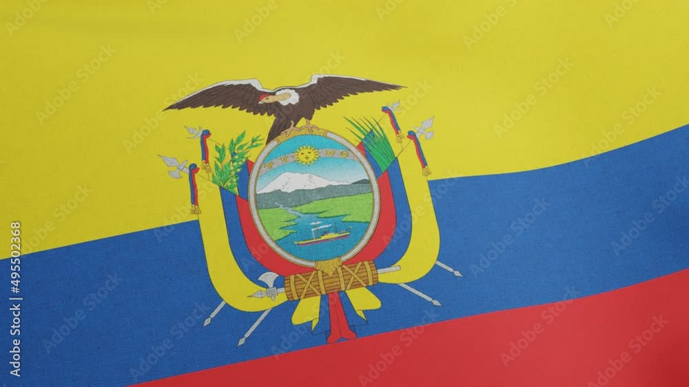 National flag of Ecuador waving original size and colors 3D Render ...
