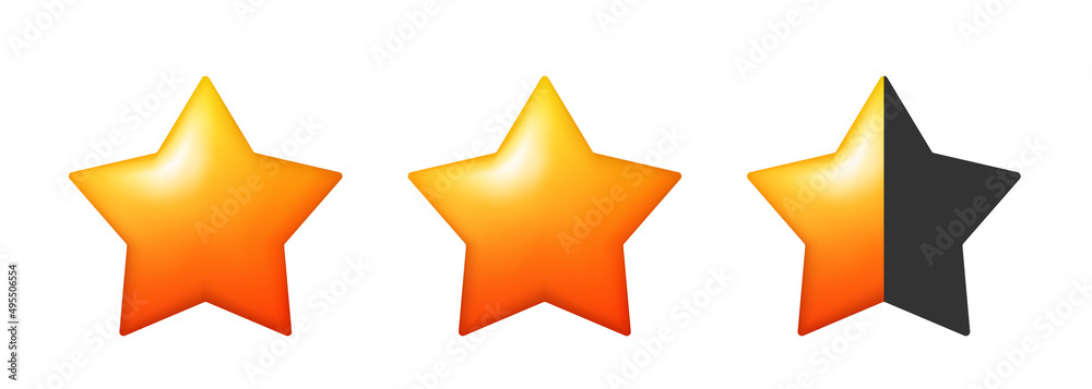 Rating three stars. 3d stars. Vector gold stars to indicate the rating ...