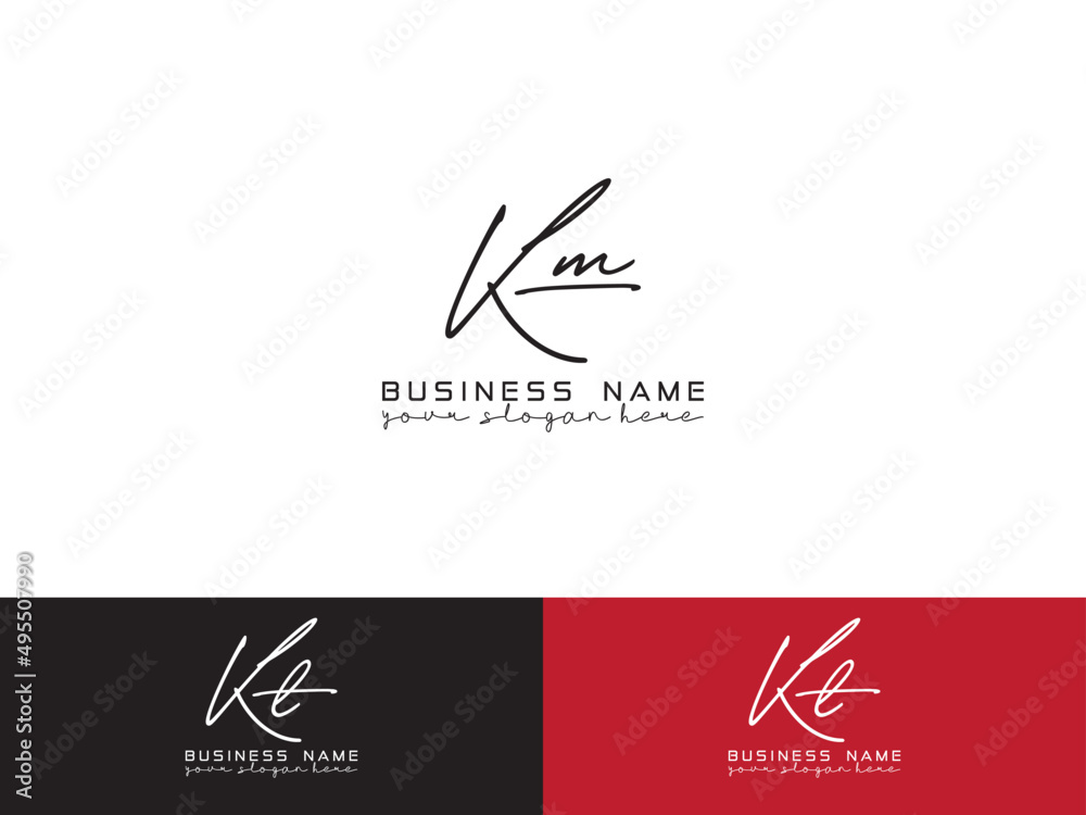 Colorful KM Logo Design, Signature km Letter Logo Icon Design with ...