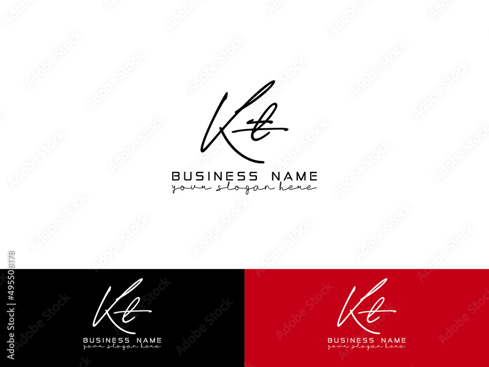Colorful KT Logo Design, Signature kt Letter Logo Icon Design with ...