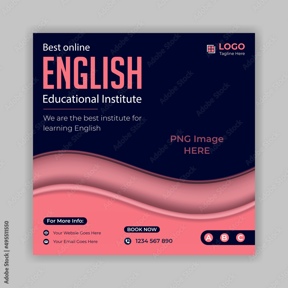 Spoken English social media post template design for advertisement any ...