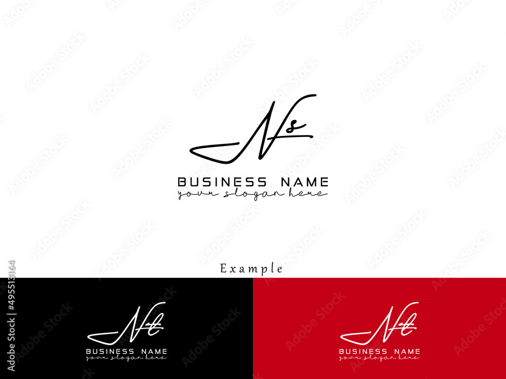 Simple NS Logo Icon Vector, Signature Ns sn Logo Letter Icon Design For ...