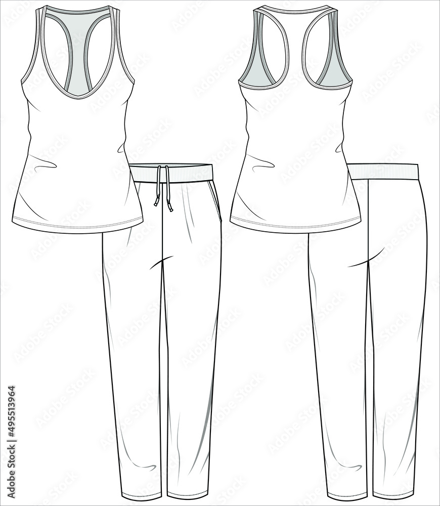 RACER BACK TEE WITH PAJAMA NIGHTWEAR SET FOR WOMEN AND TEEN GIRLS IN ...