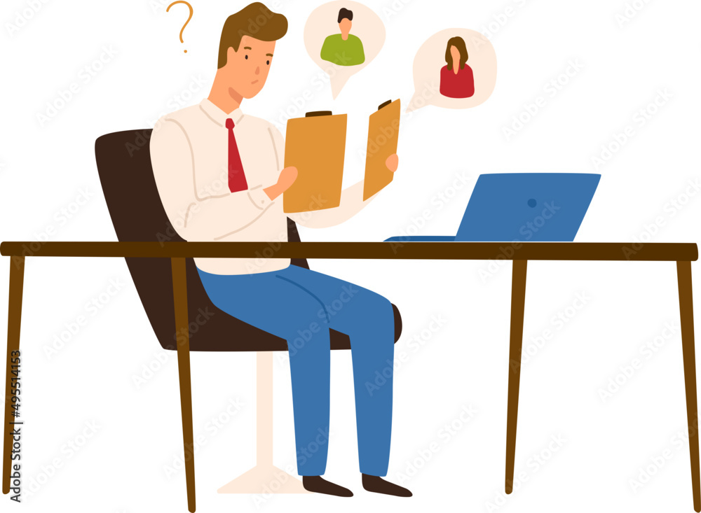 Employer Choosing Job Candidates Cartoon Illustration Stock Vector ...