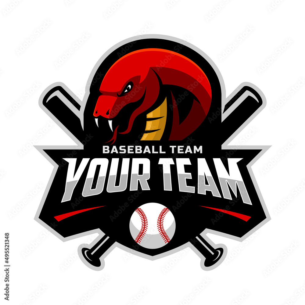 Cobra snake mascot for baseball team logo. Vector illustration. Stock ...