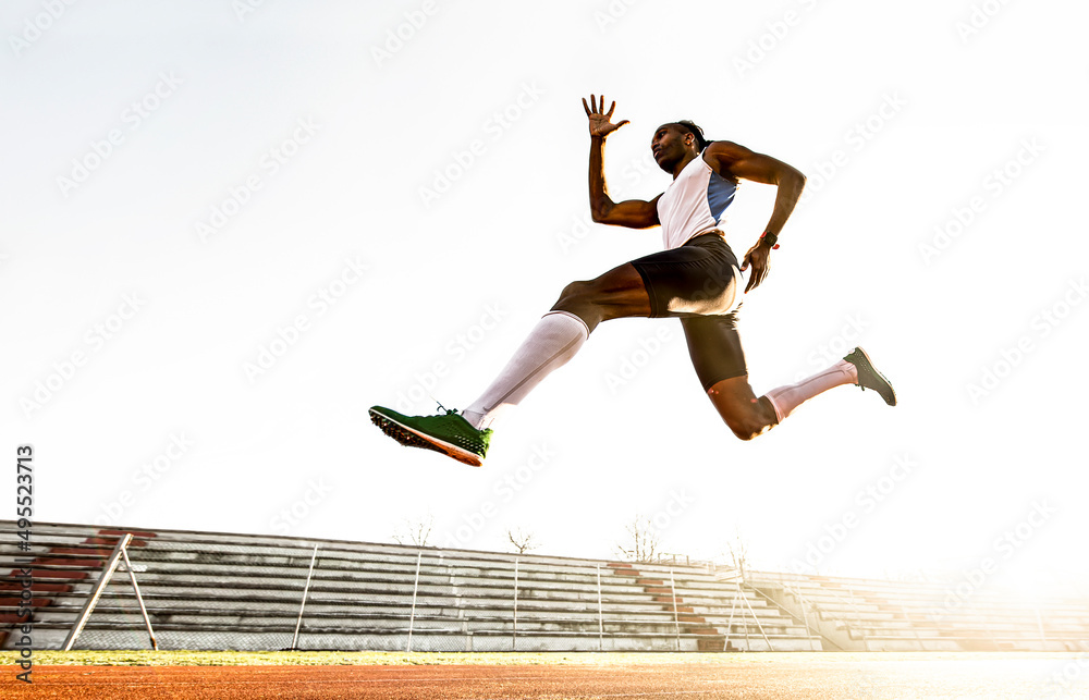 Professional african american male track and field athlete during ...