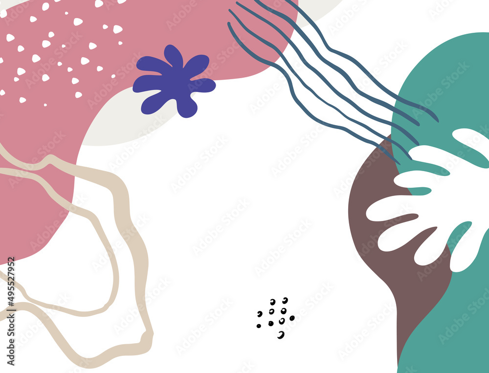 Minimalist abstract boho style hand drawn organic shape background ...