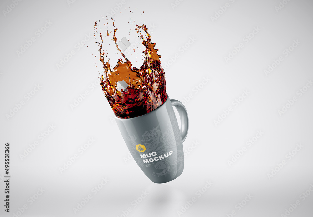 Colorful Mug with Splash Mockup Stock Template | Adobe Stock