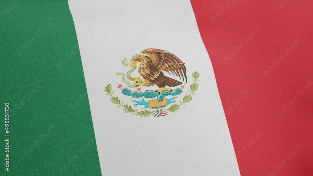 National flag of Mexico waving original colors 3D Render, United ...