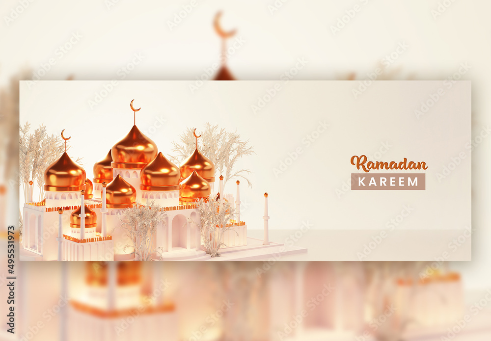 3D Render of a Golden Mosque Stock Template | Adobe Stock