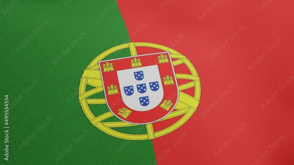 National flag of Portugal waving original colors 3D Render, Republic of ...