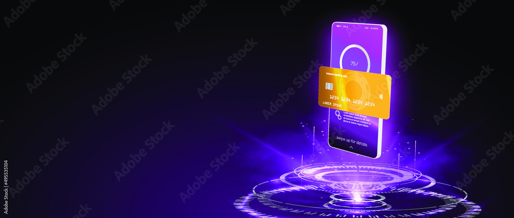 Financial analytics, digital financial services. Phone with a mobile ...