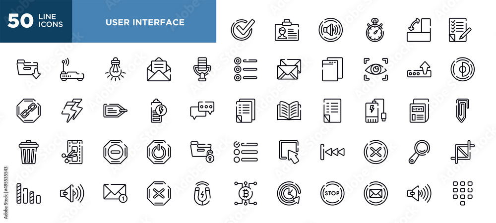User Interface Editable Outline Icons Set User Interface Thin Line Icons Collection Checking