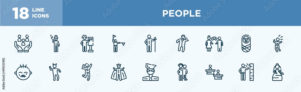 people line icons set. people outline icons collection. insurance ...