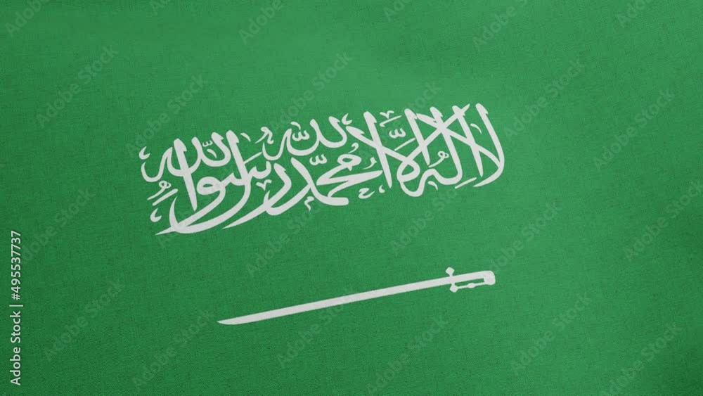 National flag of Saudi Arabia waving original colors 3D Render, Kingdom ...