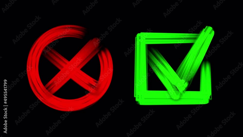 Green tick check mark and red cross X symbol. Yes or No, True or false ...