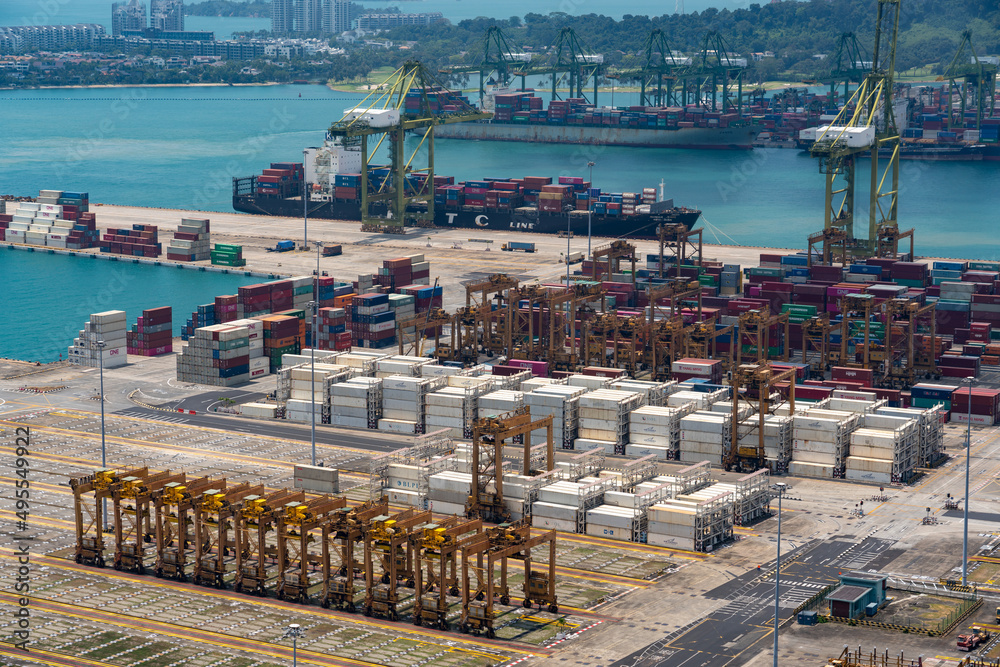 Singapore - March 2021: Containership and full of containers at ...