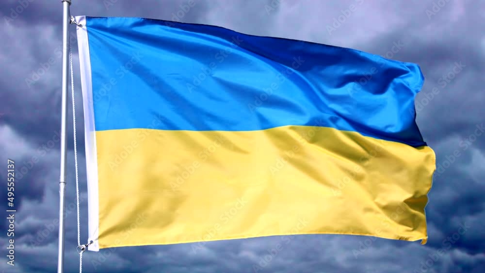 Ukraine Flag still waving proudly, and defiantly. This is a real ...