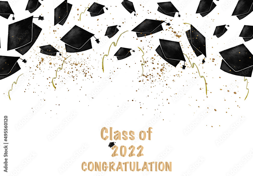 Class of 2022 graduation congratulations background, watercolor ...