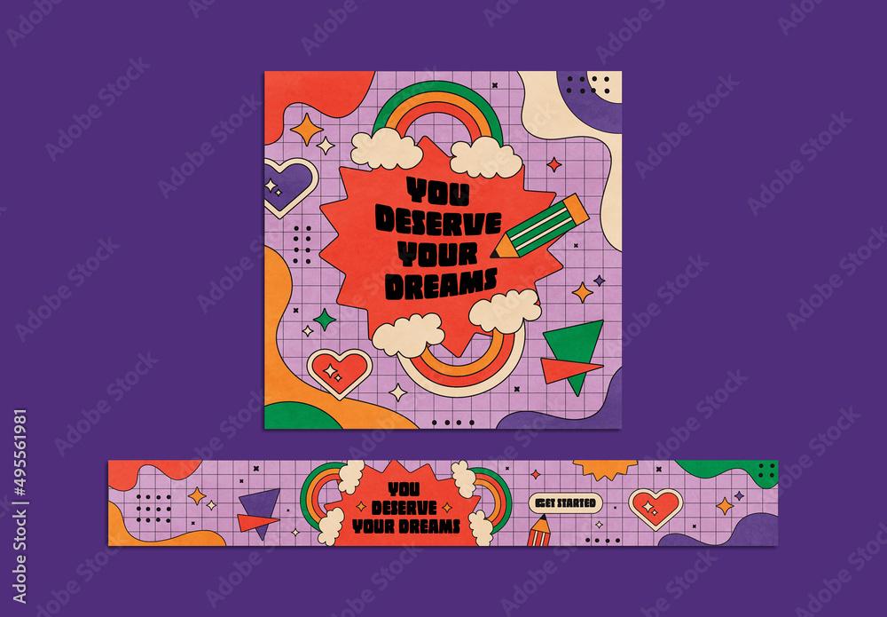 Modern Funky Web Banner Set Stock Template | Adobe Stock