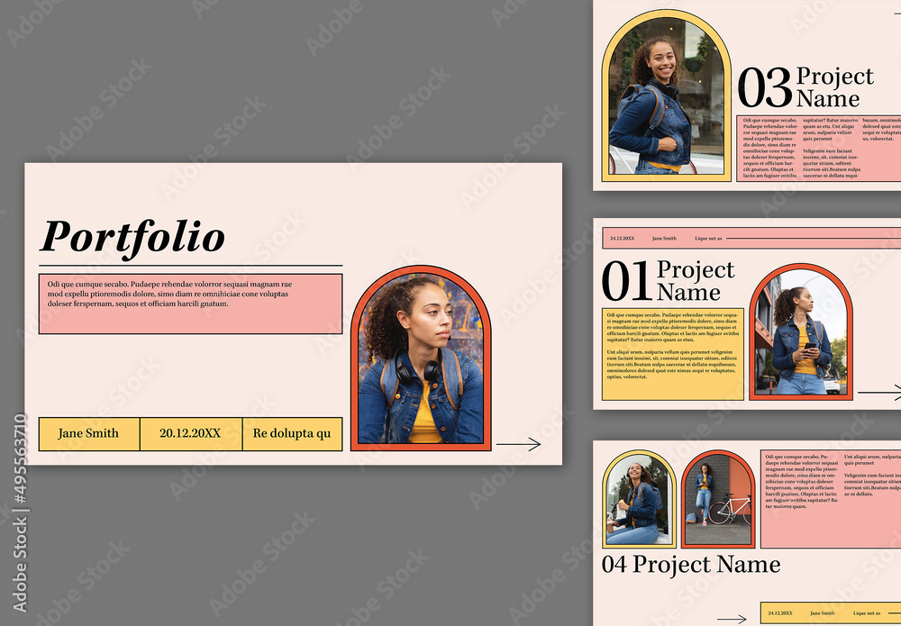 Soft Interactive Portfolio Layout Stock Template | Adobe Stock