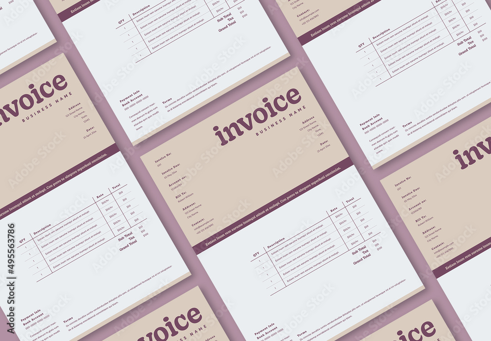 Modern and Simple Invoice Layout Stock Template | Adobe Stock