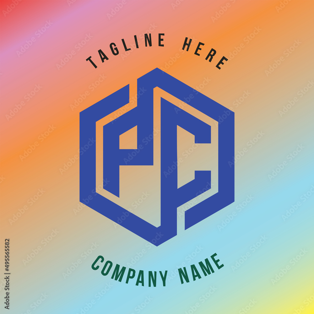 PC lettering logo is simple, easy to understand and authoritative Stock ...