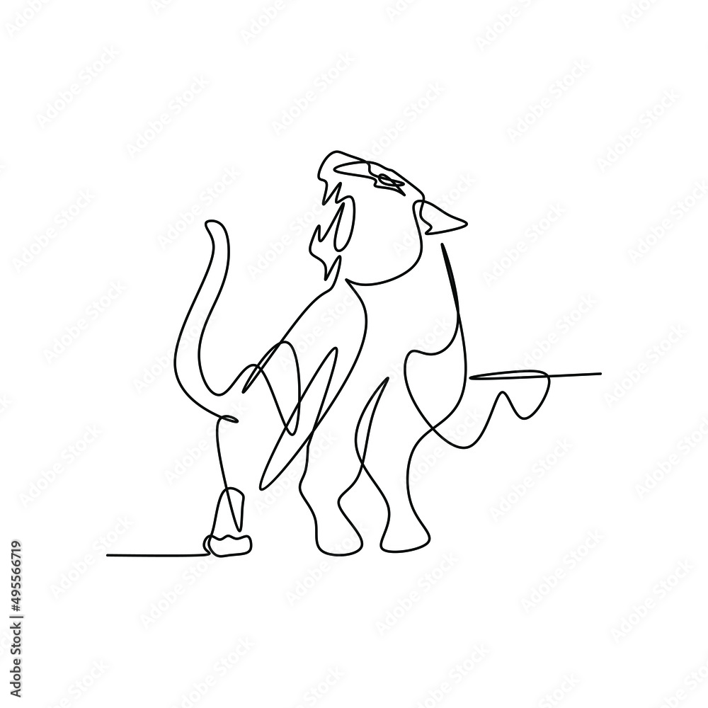 Continuous Line Drawing Tiger Wildlife Illustration Stock Vector ...