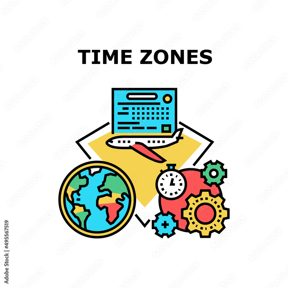 Time Zones World Vector Icon Concept. Time Zones World International ...