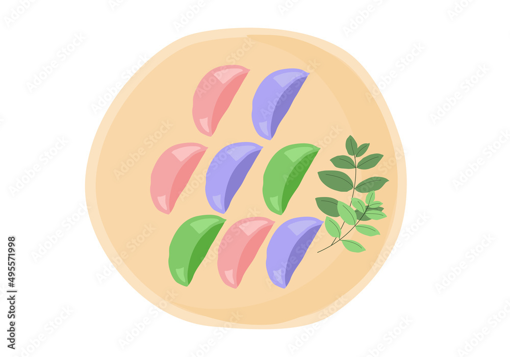 Songpyeon, half moon shape rice cake with sweet inside. Korean autumn ...