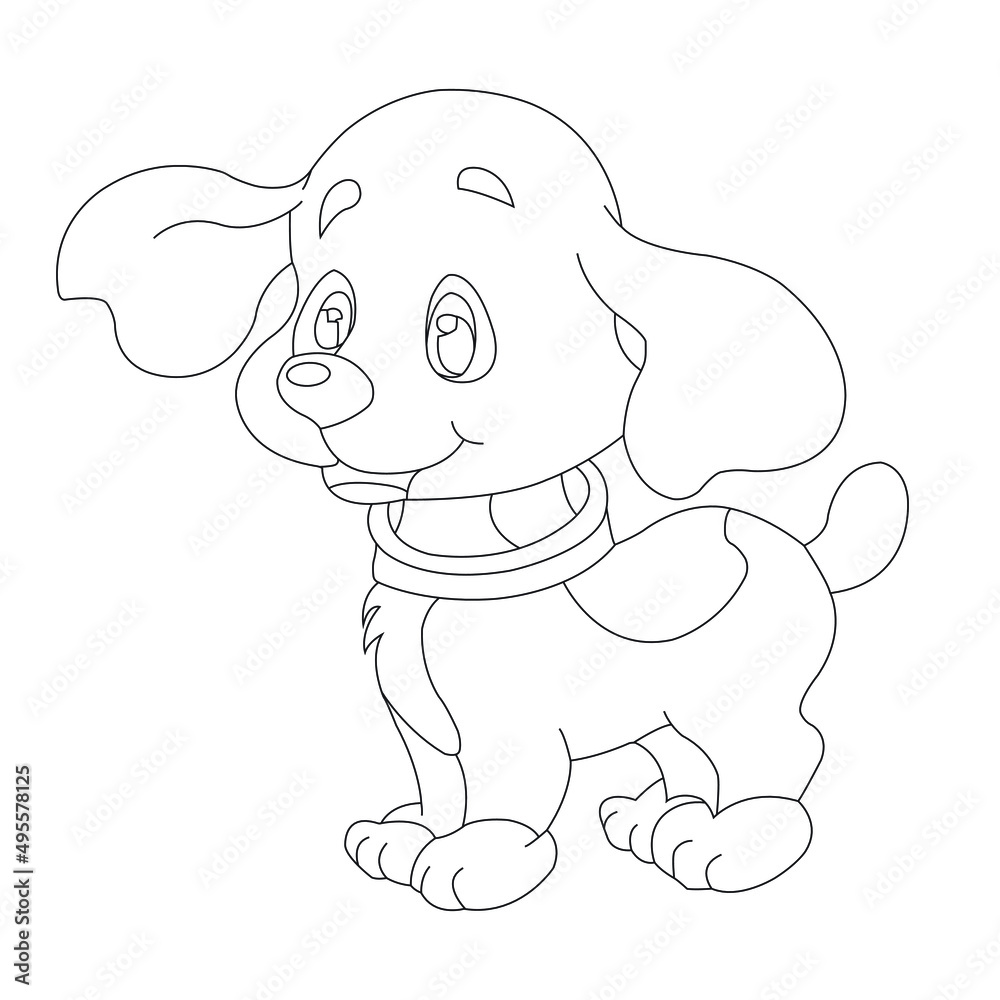 Cute puppy dog outline coloring page for kids animal coloring page ...