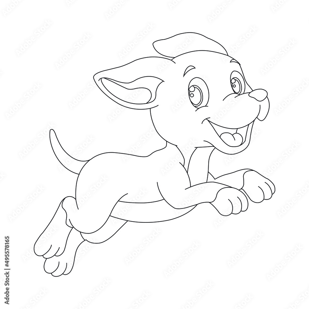 Cute puppy dog outline coloring page for kids animal coloring page ...