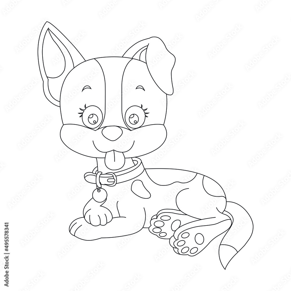 Cute puppy dog outline coloring page for kids animal coloring page ...