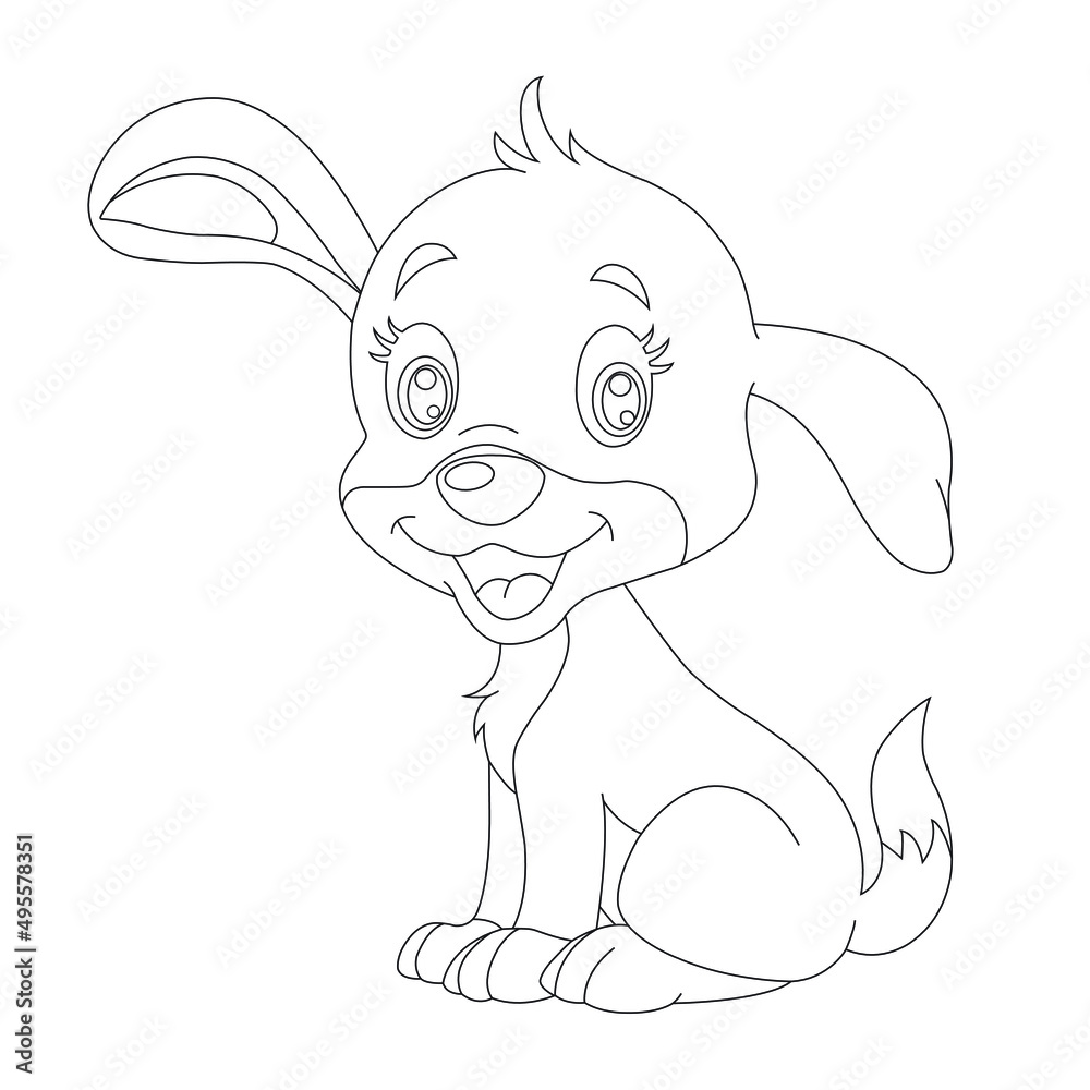 Cute puppy dog outline coloring page for kids animal coloring page ...