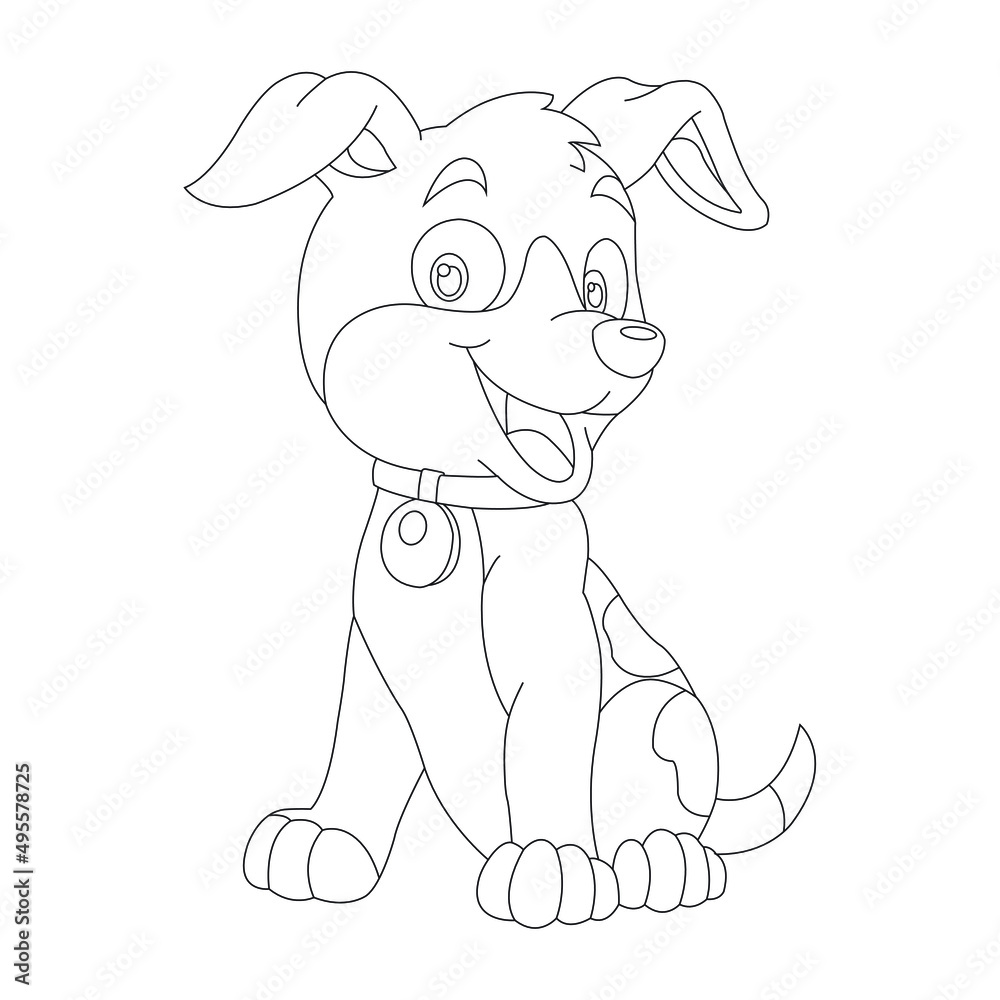 Cute puppy dog outline coloring page for kids animal coloring page ...