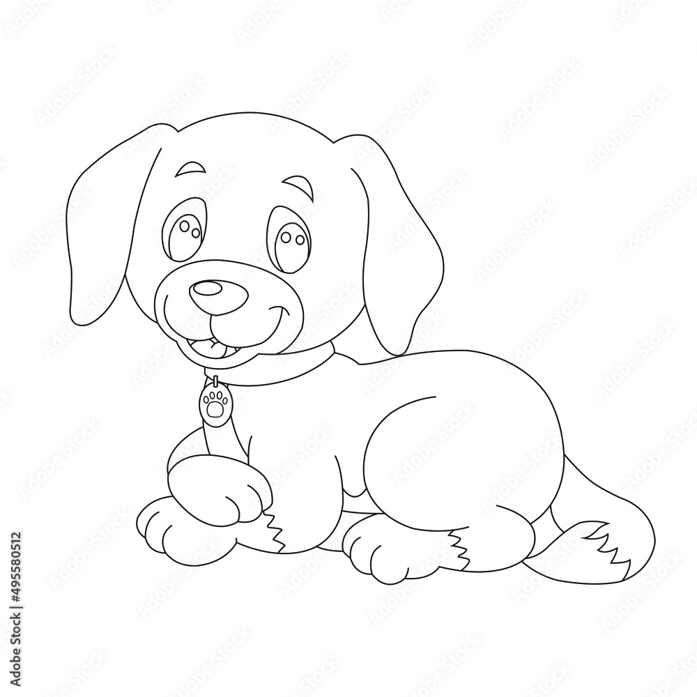 Cute puppy dog outline coloring page for kids animal coloring page ...