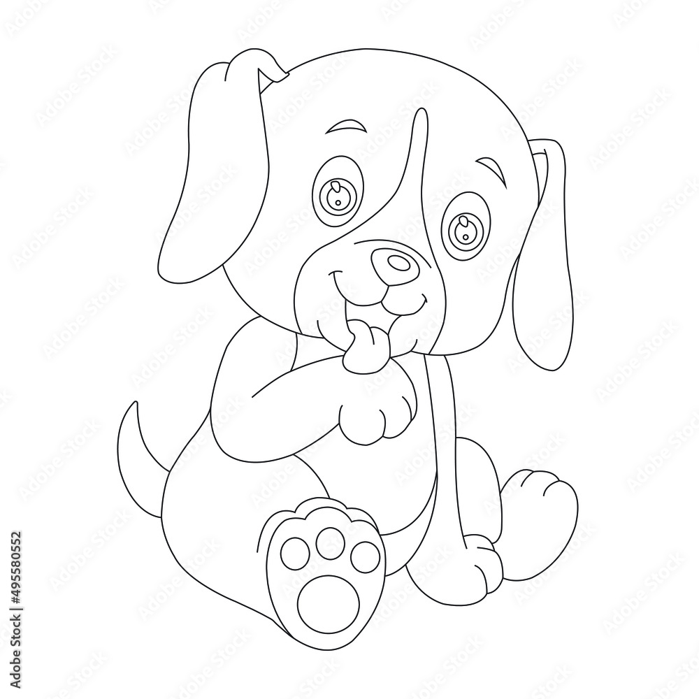 Cute puppy dog outline coloring page for kids animal coloring page ...