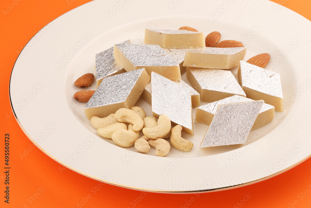Kaju Katli is a traditional Indian Diamond shaped sweet or Mithai made ...