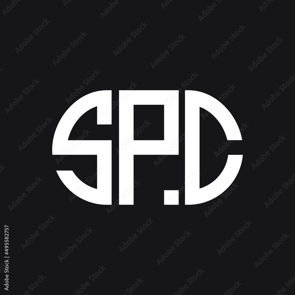 SPC letter logo design on black background. SPC creative initials ...