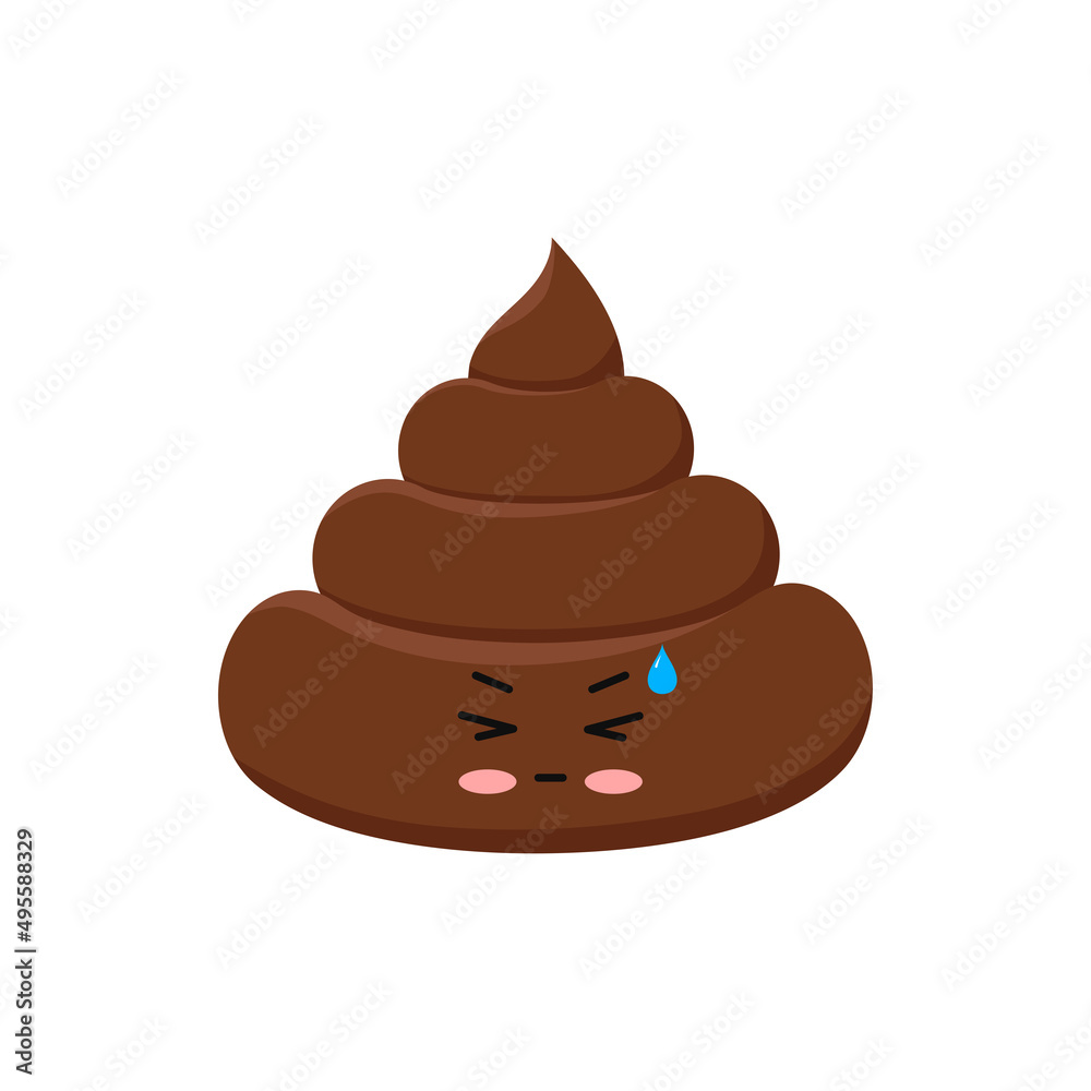 Poop cute tense trying excrement character cartoon emoticon isolated on ...