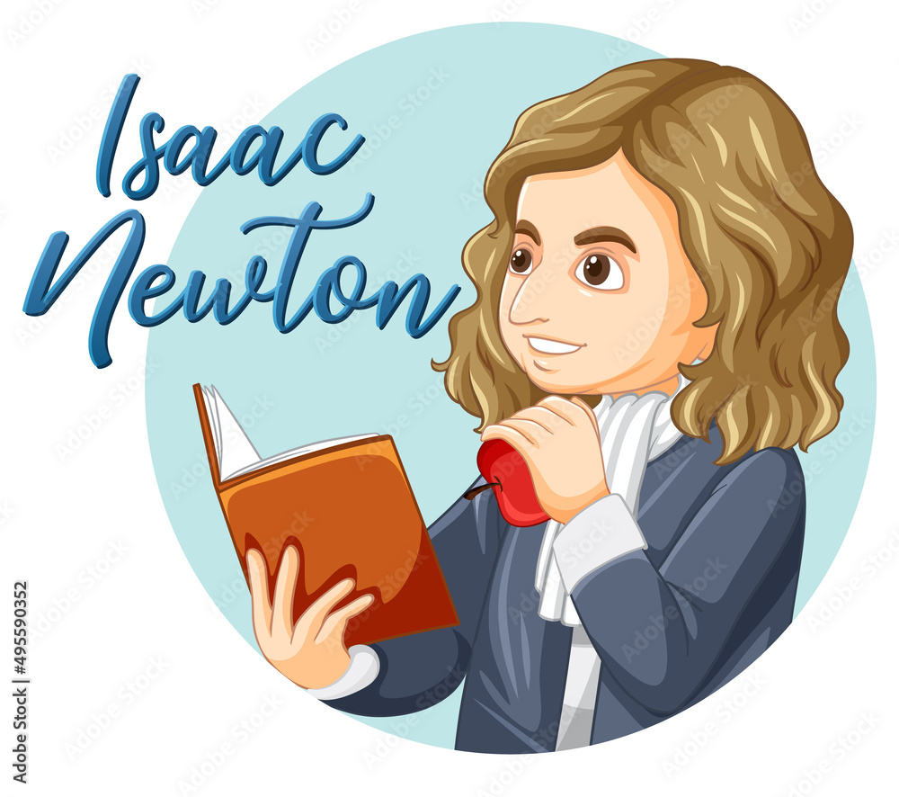 Portrait of Isaac Newton in cartoon style Stock Vector | Adobe Stock